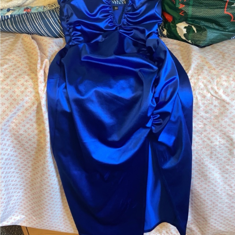 Windsor Royal Blue Satin Prom Dress - Gem